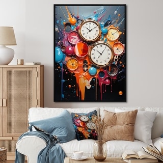Designart "Abstract Watches Collage I" Watches Framed Canvas Wall Art ...