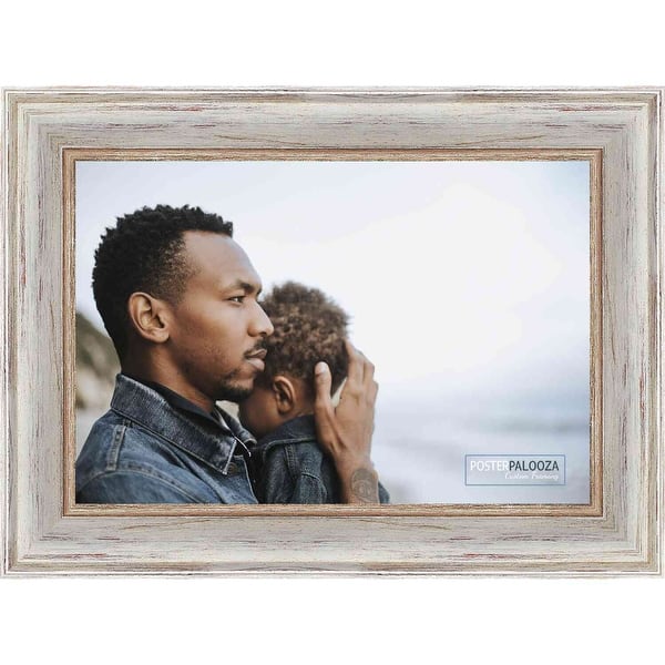 25x17 Frame Brushed White Wash Wood Picture Frame with UV Acrylic, Foam ...