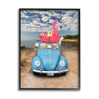 Stupell Funny Summer Beach Vacation Geese Framed Giclee Art by John ...
