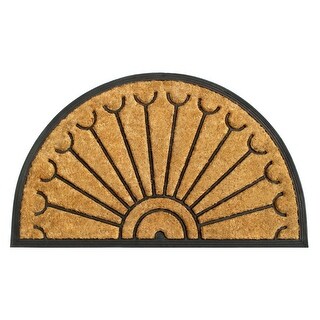 RugSmith Natural Black Moulded Rubber Coir Half-round Doormat, 18" x 30 ...