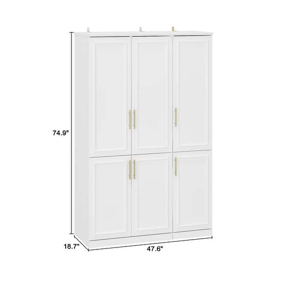 74.8"H Modular Armoire&Wardrobe Storage Cloest Cabinet Organizer White ...