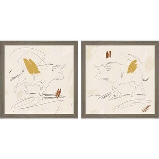 Jacob Green 'Big Bull' Framed Art (Set of 2) - Bed Bath & Beyond - 34700670