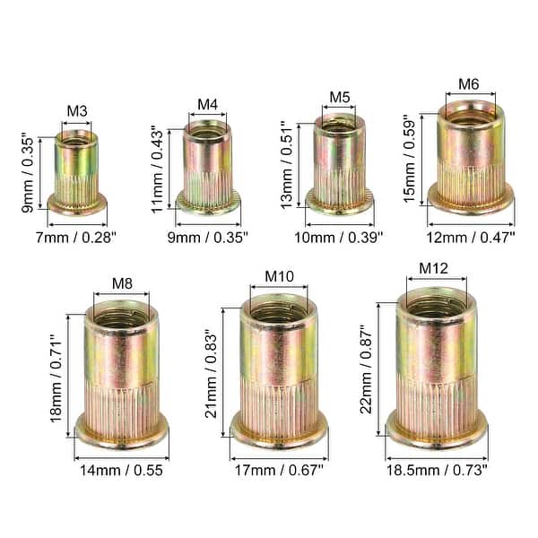 915pcs Rivet Nuts, M3, M4, M5, M6, M8, M10, M12 Carbon Steel Thread ...