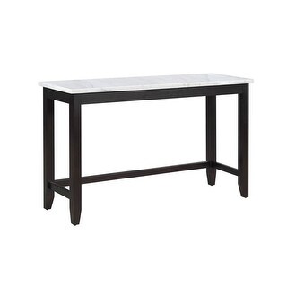 Rectangular Marble Top Counter Height Table in Rustic Espresso and ...