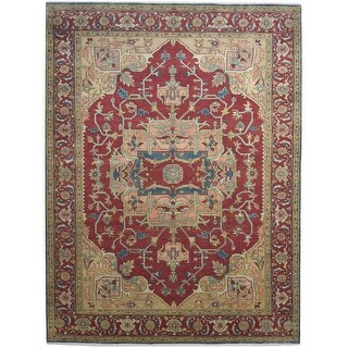One of a Kind Hand-Knotted Persian 9' x 12' Oriental Wool Red Rug - 9 ...