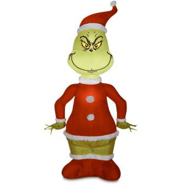 Gemmy 110074 Christmas Airblown Grinch As Santa Inflatable, Fabric - Na ...