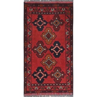Shahbanu Rugs Cherry Red, Afghan Andkhoy with Geometric Pattern, Wool ...