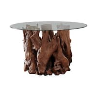 32 Inch Rustic Dining Table Base, Tree Trunk Style, Rich Brown Teak ...