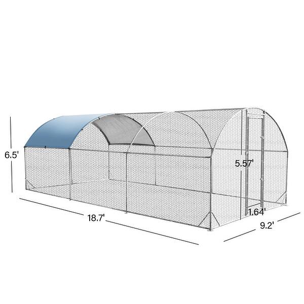 Large Metal Walk-in Chicken Coop with Curved Roof,Waterproof Cover ...