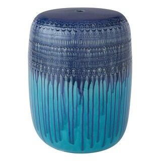Blue Teal Glazed Ceramic Garden Stool, 17" - Bed Bath & Beyond - 37153503