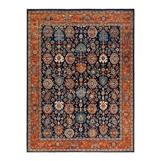 Overton Hand Knotted Wool Vintage Inspired Traditional Serapi Blue Area ...