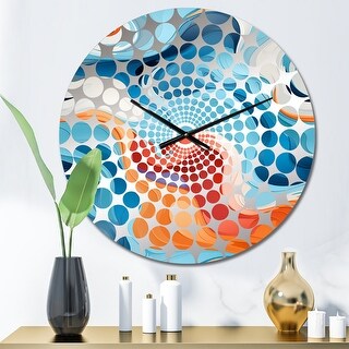 Designart "Blue And Orange Swirling Waves Harmony" Blue Abstract Clocks ...