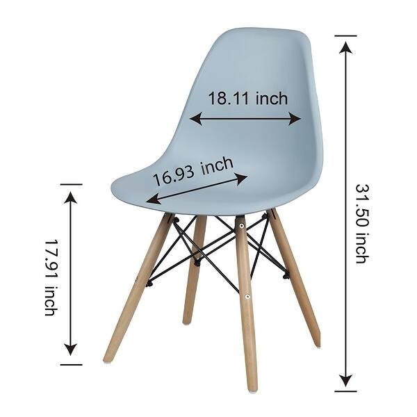 Fog Blue Armless Plastic Shell Side Dining Chair with Wood Legs-1 Pcs ...