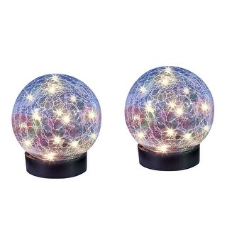 Solar Powered Crackled Glass LED Lighted Balls - Set of 2 - 4.63 x 9.5 ...