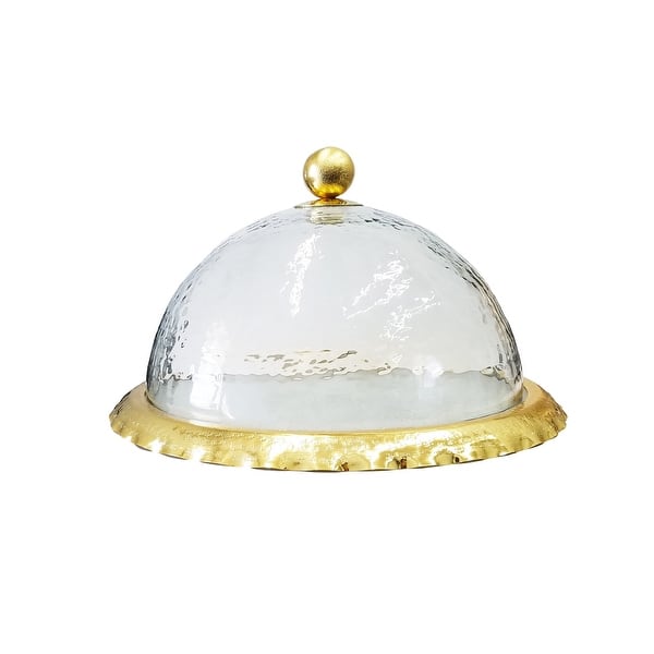 Glass Cake Dome Plate with Gold Border - Bed Bath & Beyond - 42542397