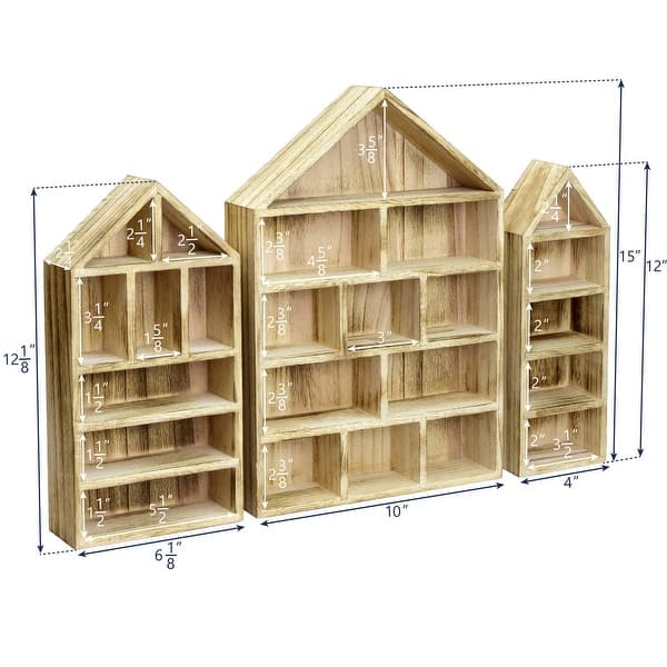 House-Shaped Wooden Shadow Cubby Display Shelf, Set of 3 - Bed Bath ...