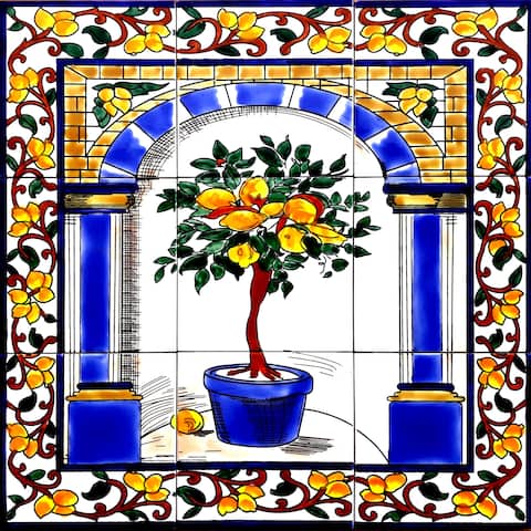 24in x 30in Unique Mosaic Tile Ceramic Wall Mural 20pc Lemon Tree ...