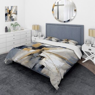 Designart "Grey and Gold Transcendent Impressions I" Grey Modern - Bed ...
