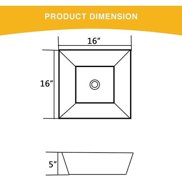 16'' X 16'' Beveled Square White Porcelain Ceramic Basin Vessel Vanity Sink Bowl Bathroom With ...