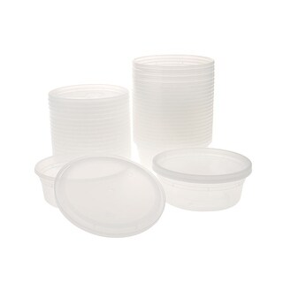 24pcs 8oz Plastic Food Storage Meal Containers w Lids Leak Resistant ...