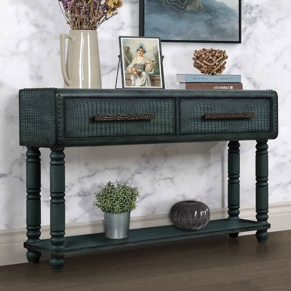 54 inch pine wood console table with Power Outlets and USB Ports - Bed ...