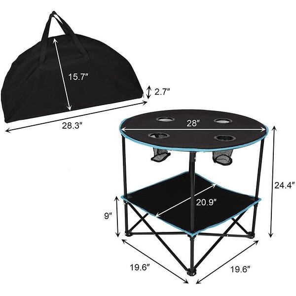 Folding Table Travel Camping Picnic Collapsible Round Table - 28" (L) x ...