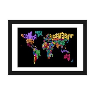 iCanvas "Typographic Text World Map II (Black)" by Michael Tompsett ...