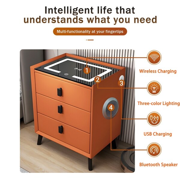 3 Dresser Solid Wood Smart Nightstands with Wireless 3 Dresser Solid Wood Smart Nightstands with Wireless