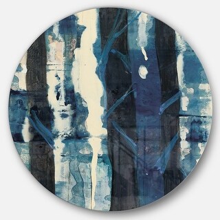 Designart 'Deep Woods II Indigo' Farmhouse Metal Circle Wall Art - Bed ...