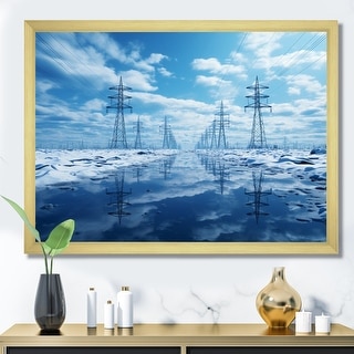 Designart "Power Lines Electric Horizons I" Power Lines Framed Wall ...