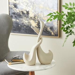 Beige Ceramic Intertwined Swan Decorative Sculpture (Set of 2) - Bed ...