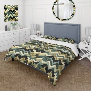 Designart "Camouflage Green And Brown Wave" Modern Bed Cover Set With 2 ...