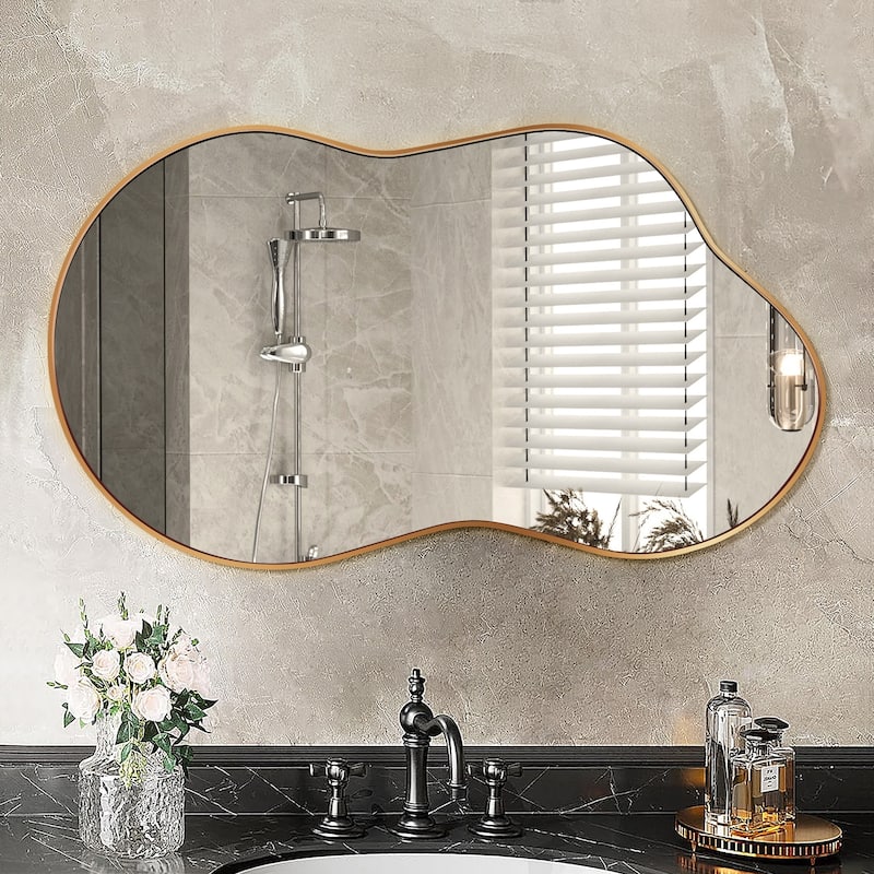 Irregular Mirror Asymmetrical Wood Wall Mirror - Overstock - 42279911