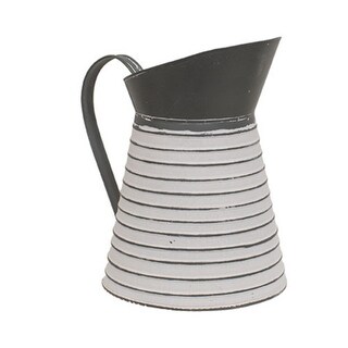 Gray & White Ribbed Distressed Metal Water Pitcher - 8.25 in. x 6.00 in ...