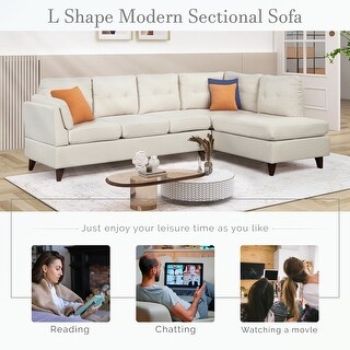 Linen Fabric Sofa, L-Shape Couch with Chaise Lounge - Bed Bath & Beyond ...