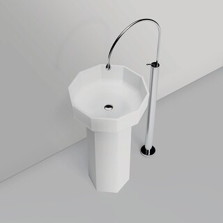 White Solid Surface Freestanding Bathroom Basin Sink - Bed Bath ...