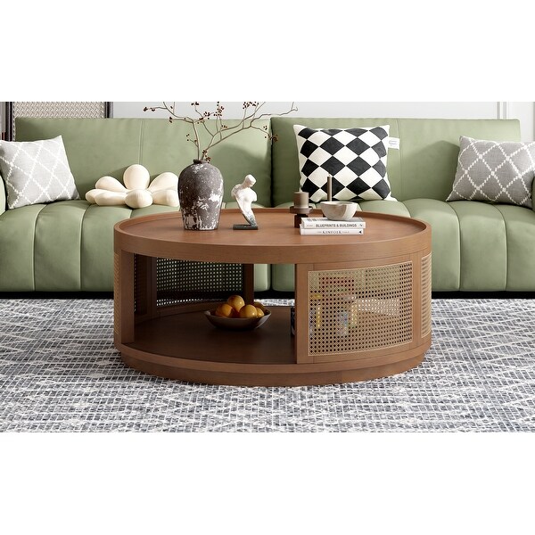 Cane coffee table round store