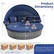 Gymax Outdoor Round Daybed w/ Retractable Canopy & Side Table Backyard ...