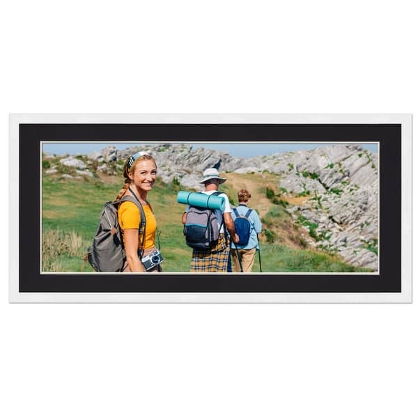 12x36 Frame with Mat - White 16x40 Frame Wood Made to Display Print or ...