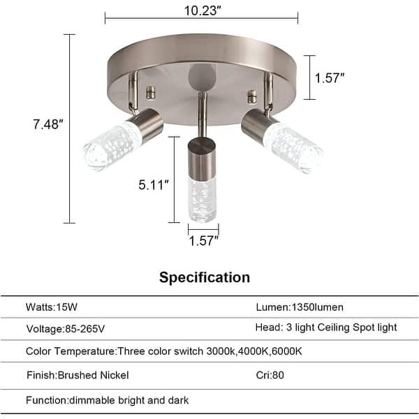3 light modern flush mount ceiling spot light fixture LED rotating ...