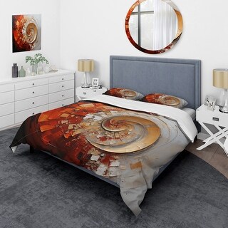 Designart "Energetic Spiralscape I" Orange Modern - Bedding Cover Set ...