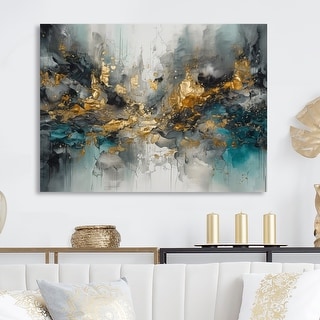 Designart "Grey Gold Modern Abstract Contemporary I" Abstract Marble ...