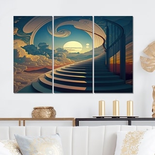 Designart "Stairs To Heaven I" Religious Landscape Canvas Art Print - 3 ...