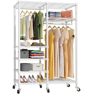 Heavy Duty Rolling Garment Rack with Lockable Wheels 6 Tiers Wire ...