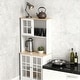 Large Countertop Kitchen Pantry Cabinet Freestanding Storage With Hutch ...