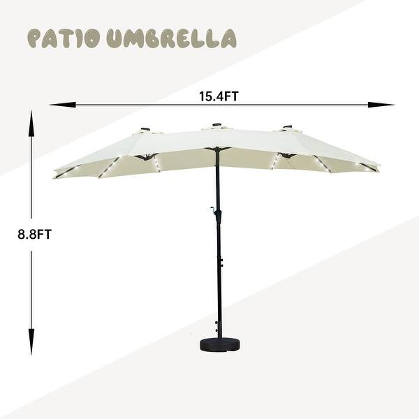 Autlaycil 15ft Retangle Patio Umbrella with Solar Lights - Bed Bath ...