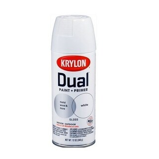 Krylon K08800000 Dual Paint & Primer One Spray Paint, 12 Oz, White ...