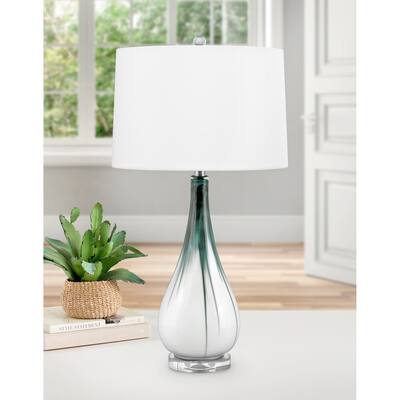 Tropea Green 31 inch Deep Sea Green and White Glass Table Lamp - Bed ...