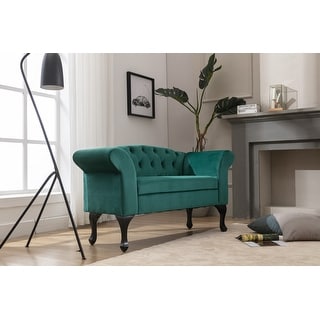 Elegant Small Mini Room Couch Two-Seater Sofa for Small Space ,Dark ...