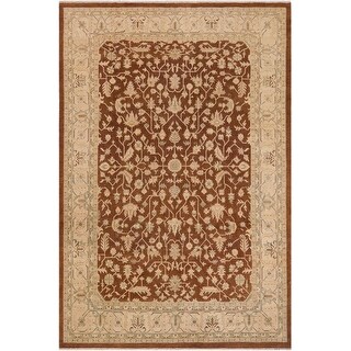 Oriental Ziegler Ruby Brown Beige Hand-Knotted Wool Rug - 9'0" x 12'1 ...